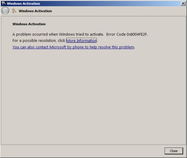 Error 0x8004FE2F Activating Windows on Forefront TMG 2010 Protected ...